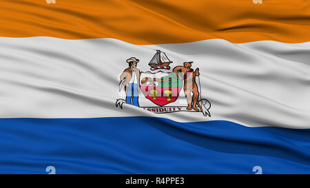 Albany city, capital of New York state flag with a small holes, white ...