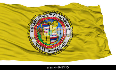 Isolated Honolulu Flag, Capital of Hawaii State, Waving on White ...