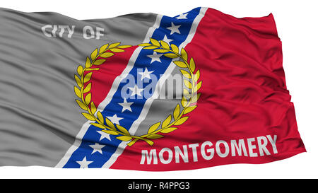 Isolated Montgomery Flag, Capital of Alabama State, Waving on White ...
