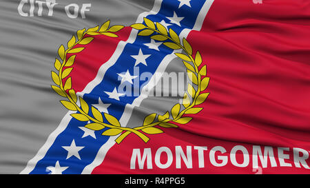 Montgomery city, capital of Alabama state flag with a big hole, white ...