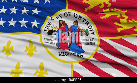 Isolated Detroit City Flag, City of Michigan State, Waving on White ...