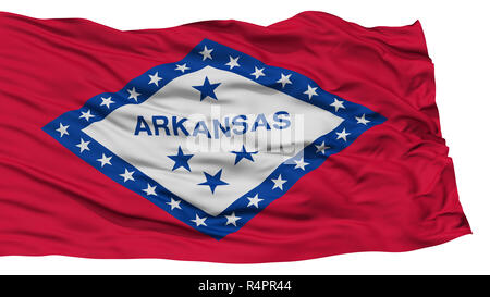 Isolated Arkansas Flag, USA state, Waving on White Background, High ...