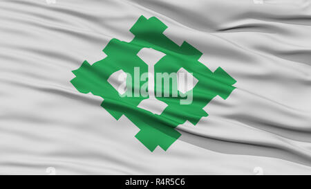 Fukui Capital City Flag on Flagpole, Flying in the Wind, Isolated on ...