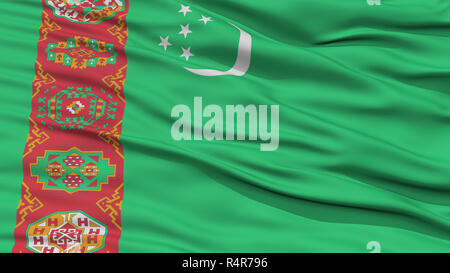 National flag of Turkmenistan: crescent with stars and vertical stripe ...