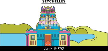 Seychelles tourism landmarks, vector city travel illustration Stock ...