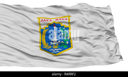 Isolated Jakarta City Flag, Capital City of Indonesia, Waving on White ...