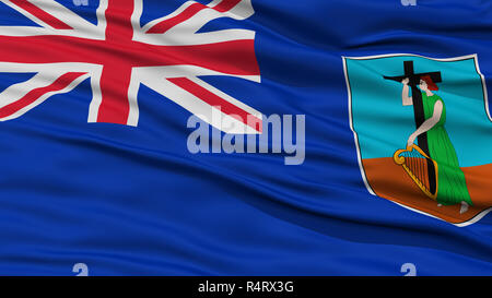 Montserrat sign symbol, national flag waving texture background ...