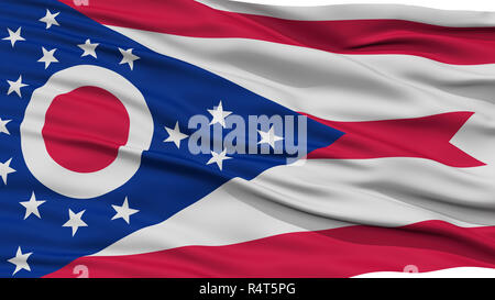 The flag of the USA state of Ohio fluttering over a white background ...