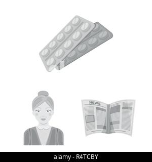 Human old age monochrome icons in set collection for design. Pensioner ...