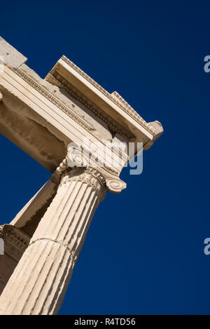 Ionic columns of the Erechtheum in the Acropolis of Athens in Greece ...