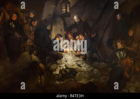 "The Death of Nelson" painting by Arthur Devis (1806) on display inside ...