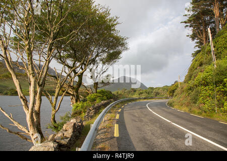 Open Road, Kylemore Lough Lake; Connemara National Park; Ireland Stock ...