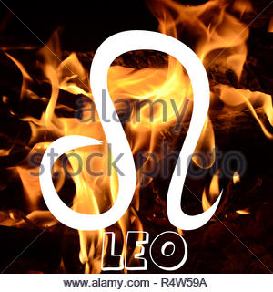 Element fire: Leo zodiac sign on a mosaic Stock Vector Art ...