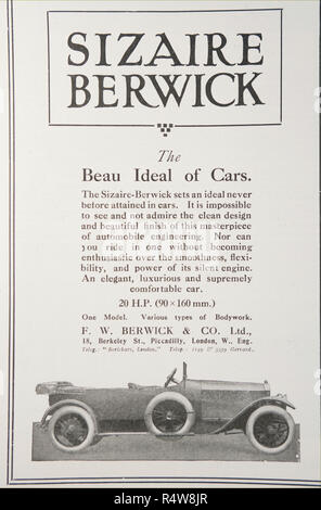 Sizaire Vintage Car 1914 Stock Photo - Alamy