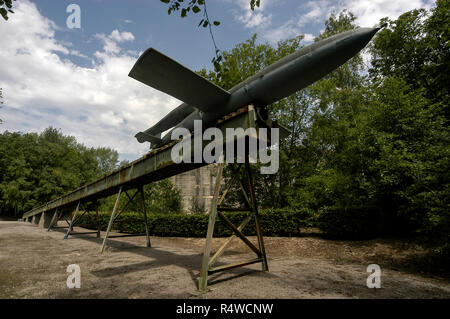 A Nazi V1 rocket on its launching pad aimed at London in England during ...