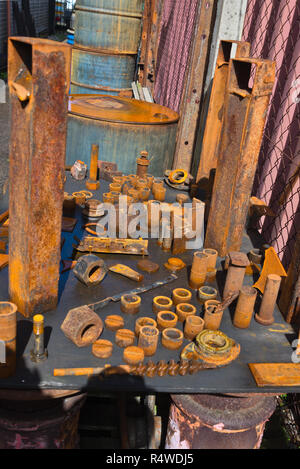 Discarded scrap metal, tools and spare parts from the engine sheds at ...