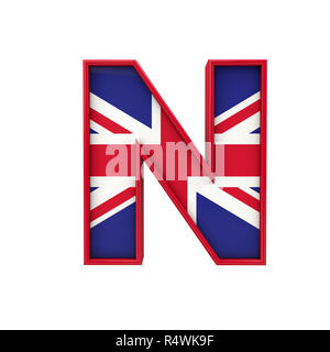 Letter V Union Jack font, Great Britain flag lettering. 3D Rendering ...