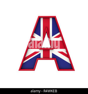 Letter O Union Jack font, Great Britain flag lettering. 3D Rendering ...