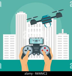 user hand with drone remote control vector illustration design Stock ...