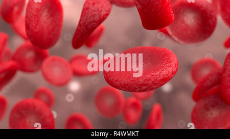 Structure of red blood cell, erythrocyte with visible hemoglobine and ...