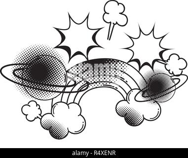 saturn planet with rainbow pop art vector illustration design Stock ...