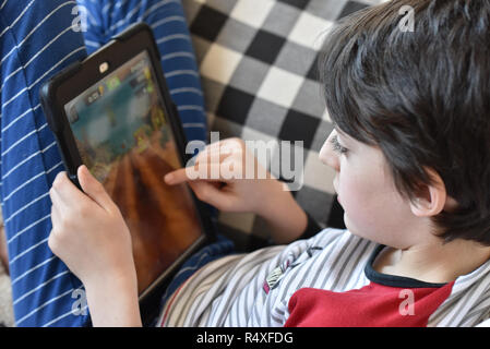 Children Kids playing with computer tablets Technology, vector Stock ...