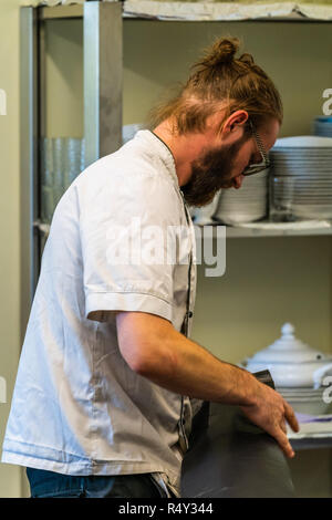 Young Male Chef Thinking About Wedding Dinner Preparation - White Shirt ...