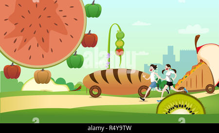 running vegetables cartoon illustration Stock Photo - Alamy