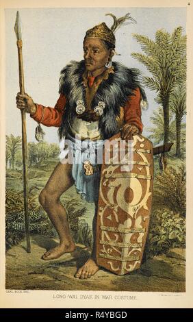 Dyak of Long Wai in war costume. Kalimantan. Borneo Island, Indonesia ...