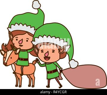 elf couple with reindeer avatar character Stock Vector Image & Art - Alamy
