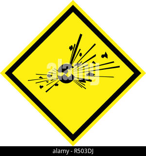 Yellow hazard sign with explosive substances symbol Stock Photo - Alamy