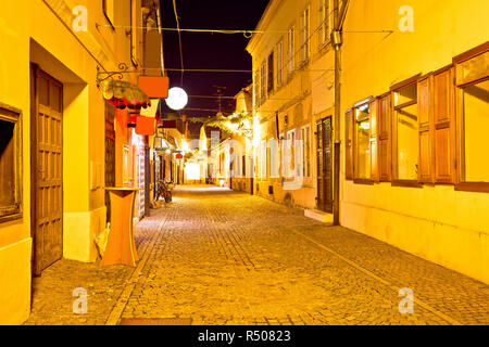 Ancient cobbled street of Varazdin evening view Stock Photo - Alamy