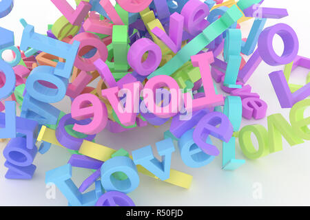 CGI typography, alphabetic character love, for design texture or ...