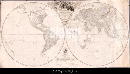 Map of the world on a globular projection Stock Photo - Alamy