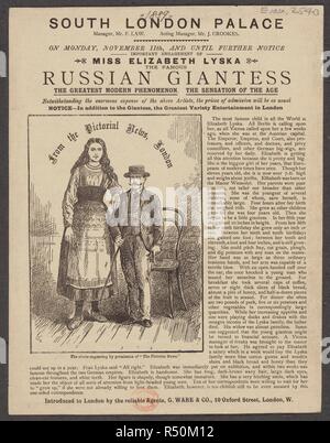 Russian giantess, Miss Elizabeth Lyska, performing at the South London ...