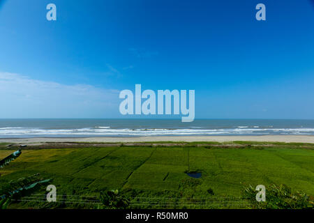 Aerial view Cox's Bazar Sea Beach and Marine Drive Road. Cox's Bazar is ...