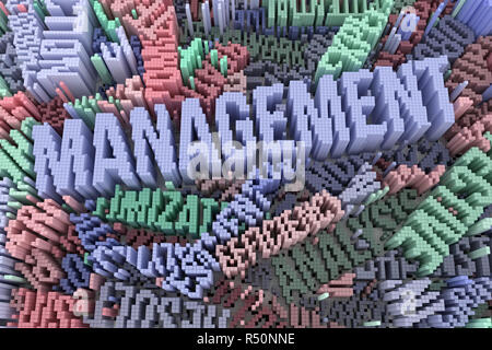 Keyword of Management. Colorful 3D rendering. Geometric structure block ...
