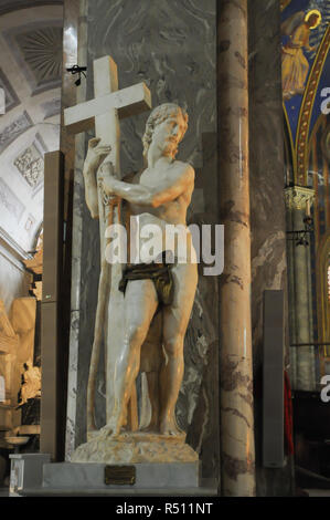 Renaissance statue of Cristo della Minerva (Risen Christ) by Michelangelo in Gothic Basilica di ...