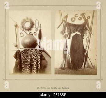 SUDAN North East Africa Shilluk tribes people gathered in a circle ...