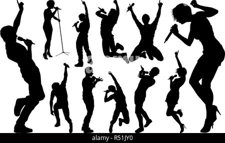 Singers Pop Country Rock Hiphop Star Silhouettes Stock Vector Image ...