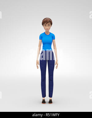 Tired and Drowsy, Sleepy Jenny - 3D Cartoon Female Character Model ...