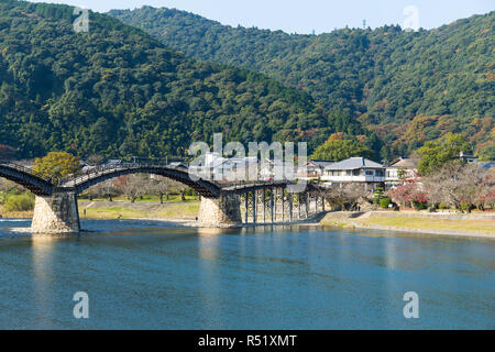 Traditional Kintai Bridge in Japan, wooden arch bridge Stock Photo - Alamy