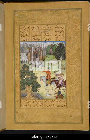 Anushirvan and the owls. Nizami's Khamsa ('Five Poems'). Isfahan, Iran ...