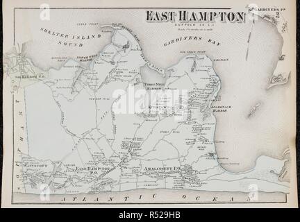 Map of East Hampton 1873 Stock Photo - Alamy