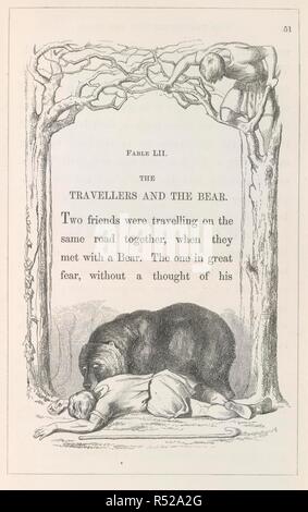 The travellers and the bear, Fable LII: The travellers and the bear ...