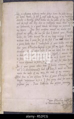 Autograph: Letter from Queen Elizabeth I to James VI of Scotland Stock ...