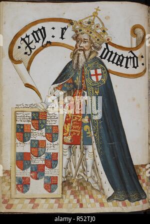 Coat of arms of King Edward 111, The Black Prince on stained glass ...