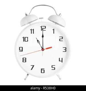 Analog alarm clock showing eleven o'clock, 11pm or 11am isolated on ...