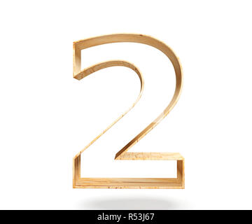 Decorative wooden alphabet digit two symbol - 2. 3d rendering ...