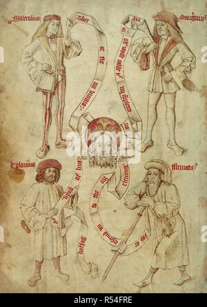 Four male figures representing the Four Humours, Melancholic Man ...